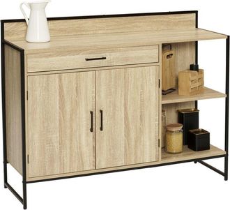 IDMarket Buffet bas de cuisine 120 cm detroit plan de travail H.83 cm 2 portes + tiroir design industriel