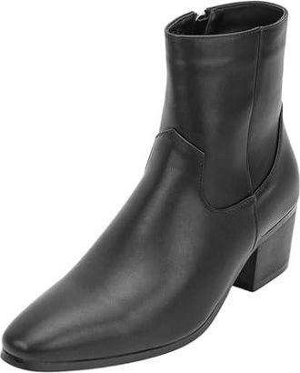 Generic Bottes Chelsea &Agrave; Talons Hauts Et Fermeture &Eacute;clair Lat&eacute;rale pour Hommes, Bout Pointu, Talons &Eacute;pais, Bottines Habill&eacute;es pour Les Affaires, Les F&ecirc;tes Et 