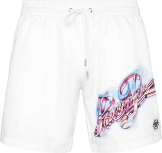 Philipp Plein Badeshorts mit Print - Wei&szlig;