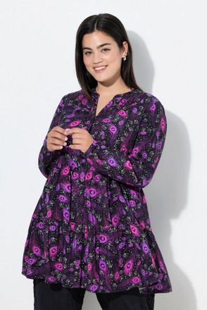 Angel Of Style Longbluse Bluse Feder-Muster Volants