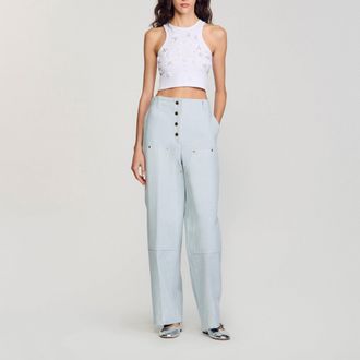 Sandro Tanktop mit Perlen und Strass