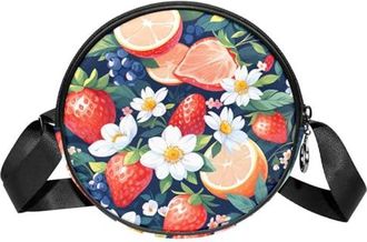 Generic Sac &agrave; bandouli&egrave;re Circle pour femme, petit sac &agrave; bandouli&egrave;re color&eacute; avec fermeture &eacute;clair, bretelles r&eacute;glables, sac &agrave; main rond d&eacute;contract&eacute; pour femme