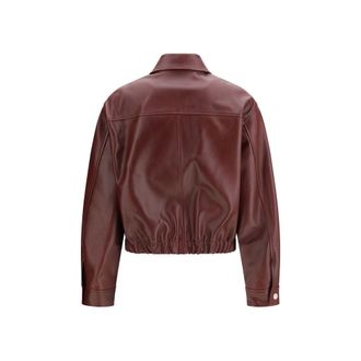 Versace Womens Bordeaux Calf Leather Bos Taurus Jacket Clothing