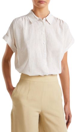 Benetton Damen Camicia 5ql3dq08m Hemd, beige, X-Small