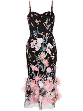 Marchesa Butterfly Murmuring Midikleid - Schwarz