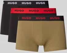 HUGO BOSS Trunks aus Baumwoll-Mix mit elastischem Label-Bund im 3er-Pack