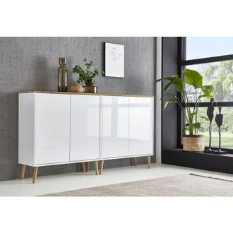 BMG M&ouml;bel BMG M&ouml;bel Sideboard Mailand Set 2, grifflos, Holzf&uuml;&szlig;e, Wei&szlig;/ Artisan, Wei&szlig; hochglanz