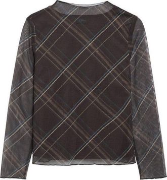 s.Oliver Langarmshirt T-Shirt Mesh-Langarmshirt mit Karo-Muster