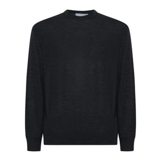 D4.0 Gerippter Rundhalspullover - - Knitwear - Herren - Grau - XL