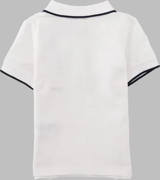 HUGO BOSS Stripe Trim Cotton Polo Shirt - White