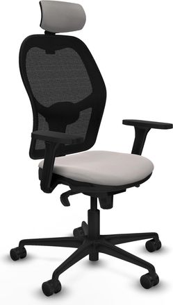 Piqueras y Crespo Moderner Schreibtischstuhl mit 3D-Armen, h&ouml;henverstellbare Lendenwirbelst&uuml;tze und h&ouml;henverstellbares Kopfteil, Schwarz / Wei&szlig;