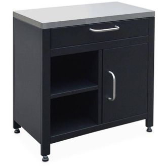 Sweeek Meuble de cuisine ext&eacute;rieure en acier L80cm avec 1 tiroir. 1 porte et 2 &eacute;tag&egrave;res de rangement