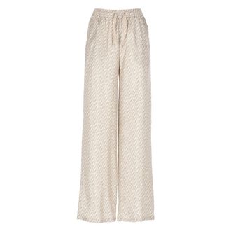 Herno Femme, Pantalons, Beige, Taille: 38 FR Pantalon Beige en Soie Monogramme Taille &Eacute;lastique