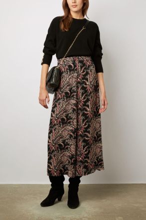 Gerard Darel Jupe longue &agrave; motif floral contrast&eacute; - BASTIAN - Noir
