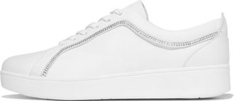 FitFlop Damen Rally Crystal-Trim Leather Sneakers Sneaker, Urban White, 38.5 EU