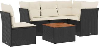vidaXL Vidaxl - Set Divano Da Giardino 6 Pz Con Cuscini Nero In Polyrattan