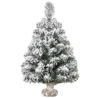 HOMCOM Mini K&uuml;nstlicher Weihnachtsbaum 60 cm Tannenbaum k&uuml;nstlich mit Schnee, 67 Spitzen Zementbasis Christbaum Weihnachtsdeko f&uuml;r drinnen B&uuml;ro Wohnzimmer
