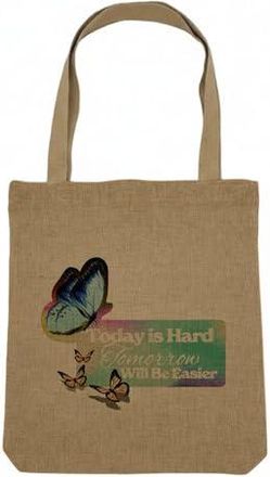 Fabulous Sac Shopping Tote Bag Aspect Lin - Today is Hard Tomorrow will be Easier Collage Vintage Illustration Art Humour Papillon - Sac de Courses Toile Epais