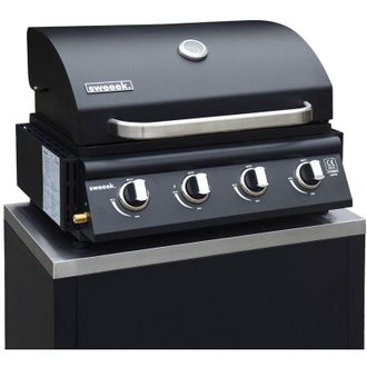 Sweeek Barbecue &agrave; gaz avec 4 br&ucirc;leurs &agrave; poser avec r&eacute;cup&eacute;rateur de graisse