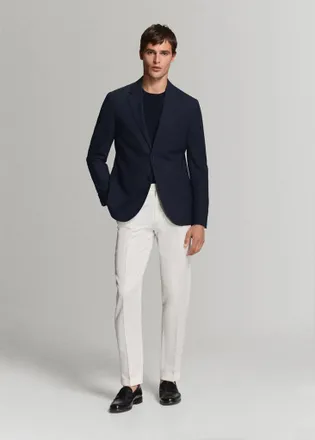 Mango Veste costume slim-fit poches bleu marine - Homme - 46 - MANGO MAN