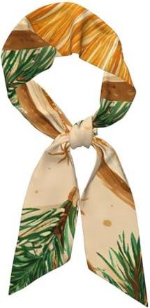 Generic &Eacute;charpe aquarelle en forme de feuille d&eacute;rable pour femme - &Eacute;charpe tour de cou pour sacs &agrave; main - Feuilles dautomne - Bandeau en satin de soie pour le