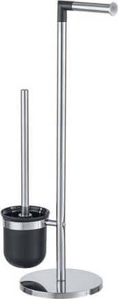 WENKO Stand WC-Garnitur Parus, Toilettenpapierhalter mit WC-Bürste, Edelstahl/Kunststoff, 25,5 x 57 x 16,5 cm, Schwarz