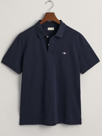 GANT Unifarbenes Piqu&eacute;-Poloshirt aus Baumwolle mit Flag-Stickerei in