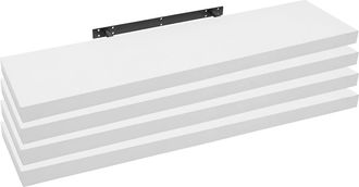 Woltu Wandregal 4 St&uuml;ck Set Wandboard B&uuml;cherregal Regale f&uuml;r Deko Wandablagen aus MDF Holz,H&auml;ngeregal Weiss,120x22.9x3.8cm,RG9315ws-4