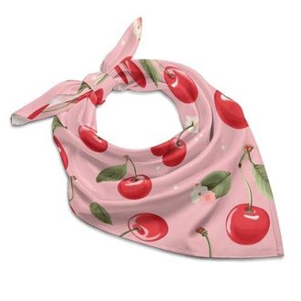 Generic Écharpe carrée légère en soie cerise avec fleurs de fruits pour cheveux, foulard respirant, cadeau pour femme et homme, multicolore, 46x46cm