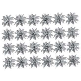 BESPORTBLE 24 St&uuml;ck Kleiner Weihnachtsbaum Blumen Girlande 10cm Doppel Schicht Rattan Bl&uuml;ten Deko Zubeh&ouml;r Glitzernd f&uuml;r Fest und Hochzeitsdeko