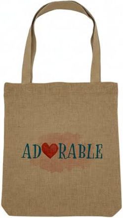 Fabulous Sac Shopping Tote Bag Aspect Lin - Adorable Coeur Saint Valentin Mignon - Sac de Courses Toile Epaisse 360g Beige Naturel Cabas Port&eacute; Epaule Solide Im
