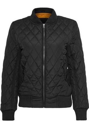 Urban Classics Ladies Diamond Quilt Nylon Jacket, Blouson Femme, Noir-Noir (7), M