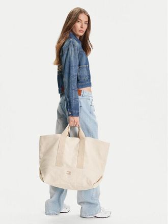 Tommy Jeans Handtasche Tjw Tote Edition Canvas AW0AW17542 Beige