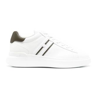 Hogan Wei&szlig;e Leder-Sneakers mit Logo-Patch - - Shoes - Herren - Wei&szlig; - 43 1/2 EU
