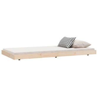 vidaXL Vidaxl - Cadre de lit simple 75x190 cm en bois de pin massif - Structure stable avec lattes en contreplaqu&eacute; - Roulettes pour un d&eacute;placement facile