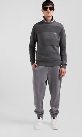 Eden Park Pull Col Rond En Coton Gris &Agrave; Jeux De Maille Coupe Regular