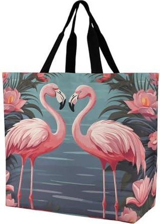 Generic Vol&eacute;e De Flamants Roses Tropicaux Sac Fourre Tout Grand Tote Bag D&eacute;contract&eacute; Sac Courses Pour Shopping Universit&eacute; Voyage