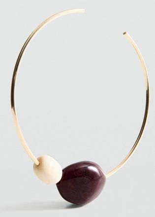 Mango Collier rigide avec perles fantaisie or - Femme - Taille unique - MANGO