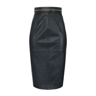 Elisabetta Franchi Lederrock mit Rei&szlig;verschluss - - Skirts - Damen - Schwarzk - M