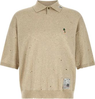 Miharayasuhiro Mihara Yasuhiro, Homme, Tops, Beige, Taille: 42 FR Polo Brod&eacute; avec Logo