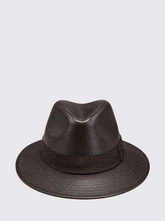 Borsalino Chapeau Panama en cuir &agrave; bord moyen
