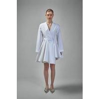 Alaia Asym Belt Dress In Poplin