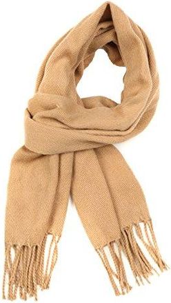 Sakkas 1590 -Booker Toucher Cashmere Foulard dhiver Unisexe Couleur Solide avec Franges - Poil de Chameau - One Size Regular