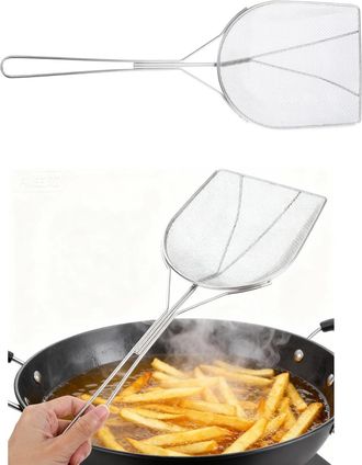 Cabilock Edelstahl Ölfilter Schaufel Mit Feinnetz Quadratisch 18X6 Zoll Ölsieb Für Fritteuse Fettabschäumer Zum Ölabsieben Von Hähnchen Und Pommes Einfach Zu R