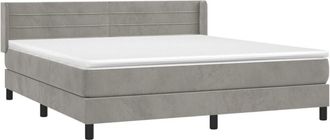 vidaXL Boxspringbett mit Matratze Hellgrau 160x200 cm Samt Vidaxl