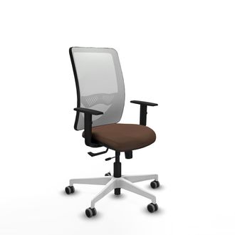 Piqueras y Crespo B&uuml;rostuhl mit Lendenwirbelst&uuml;tze Zulema mit 1D-Armlehnen, ausgestattet mit Syncro/Traslack und Schneideschaum, mit Rollen 65 mm, Parkett, Wei&szlig;/Dunkelb