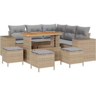 vidaXL Vidaxl - Garten-Sofa-Set 9 pcs Beige, Hellgrau 110 x 55 x 71 cm