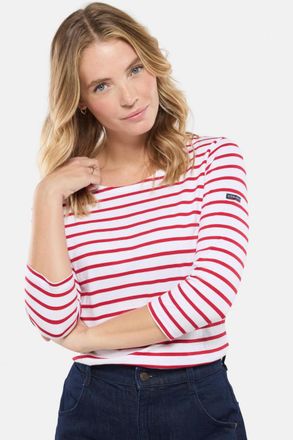 Armor Lux Streifenshirt 3/4-Arm Damen Wei&szlig; Rot Mariniere