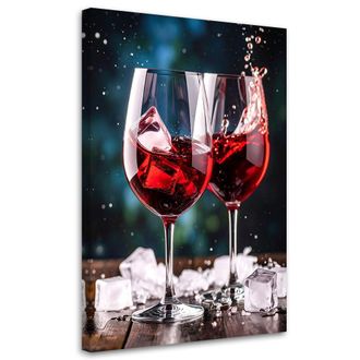 Feeby Leinwandbild - Bilder f&uuml;r K&uuml;che - Rotwein - 40x60 1tlg - Deko Esszimmer - Wanddekoration - Aesthetic - Gro&szlig; Moderne Bild - Foto auf Leinwand