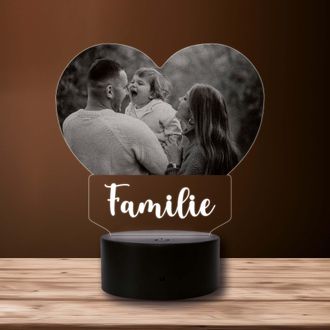 Indigos UG LED Lampe personalisiert - Herz Familie - Liebe - Wunschbild, Wunschtext - personalisierte Lampe Deko, Weihnachten, Geburtstag, Geschenk
